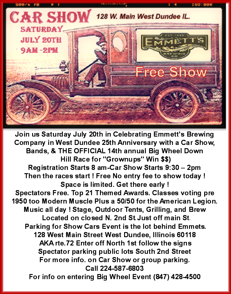 Emmett's 25th Anniversary Free Car Show - Bands & Adult Big Wheel Race ...